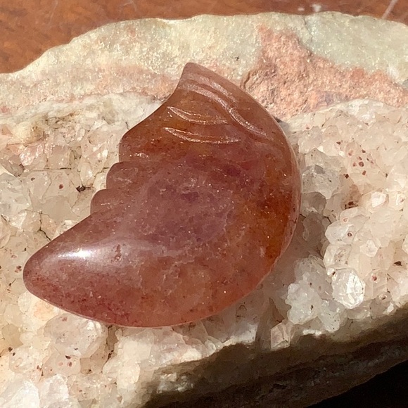 Shellys Boutique | Other | Strawberry Quartz Hand Carved Crescent Moon ...